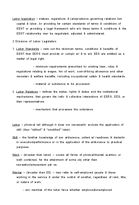 (PDF) Labor Standards Azucena Notes