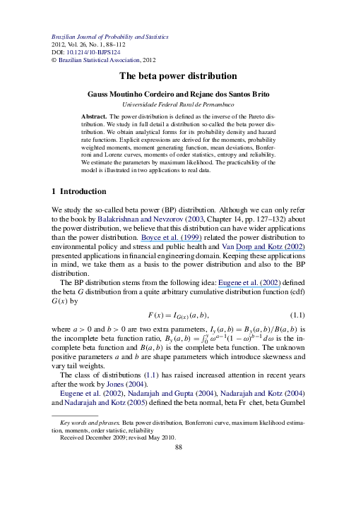 (PDF) The beta power distribution