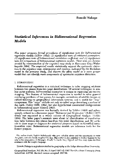 (PDF) Statistical inferences in bi-dimensional regression models