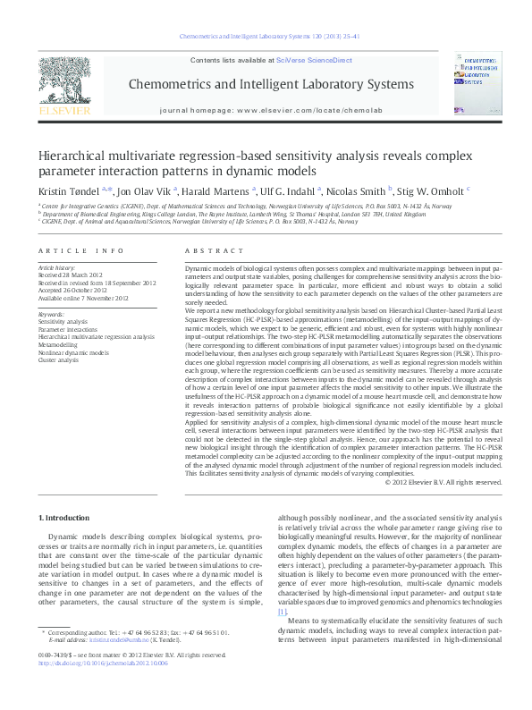 Pdf Hierarchical Multivariate Regression Based Sensitivity Analysis