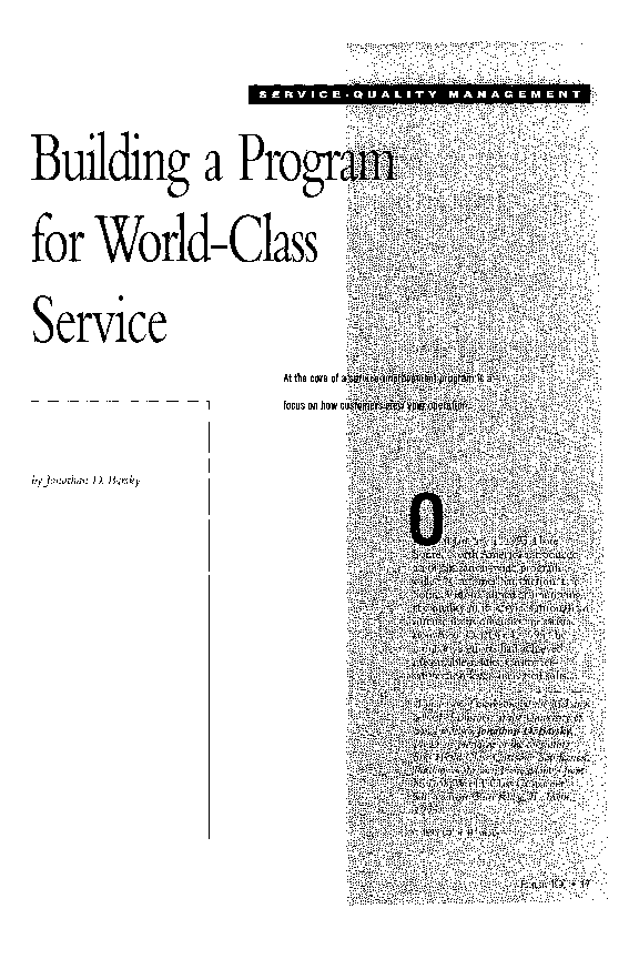(PDF) Building a program for world-class service