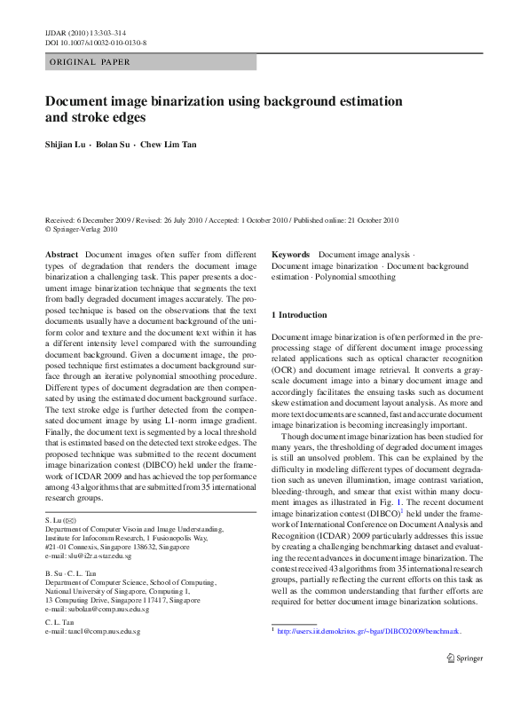Pdf Document Image Binarization Using Background Estimation And Stroke Edges