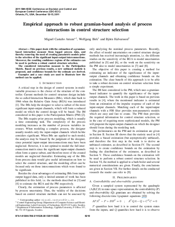 (PDF) Empirical approach to robust gramian-based analysis of process interactions in control ...