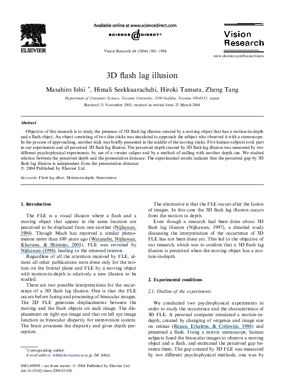 (PDF) 3D flash lag illusion