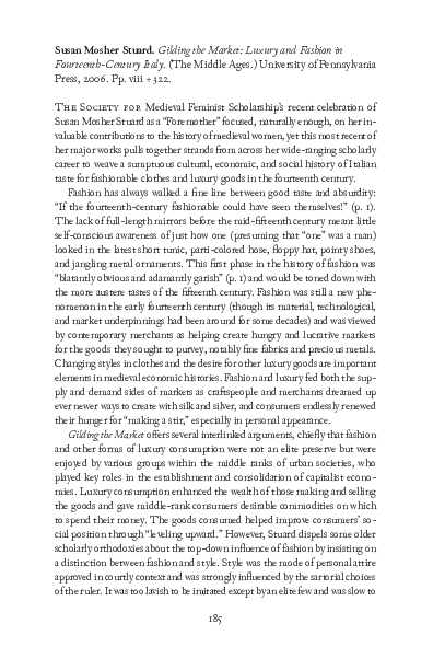 (PDF) Susan Mosher Stuard. Gilding the Market: Luxury and Fashion in ...