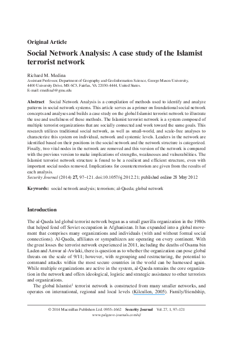 (PDF) Social Network Analysis: A case study of the Islamist terrorist network