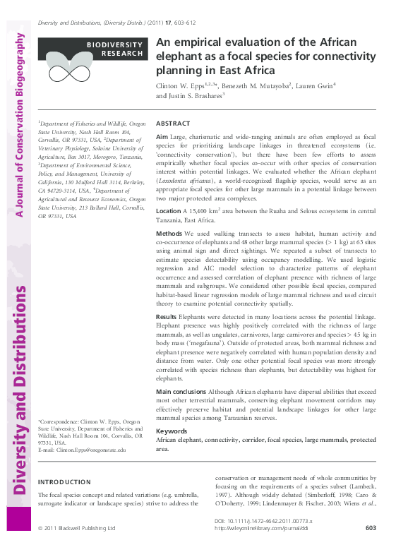 (PDF) An empirical evaluation of the African elephant as a focal ...