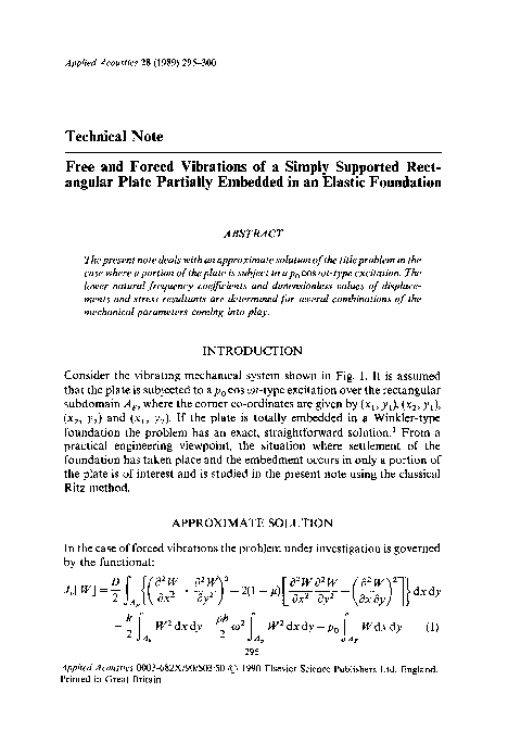 (PDF) Free and forced vibrations of a simply supported rectangular ...