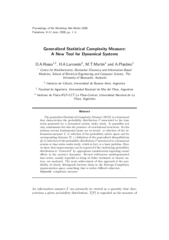 (PDF) Generalized statistical complexity measure| NOVA. The University of Newcastle's Digital ...