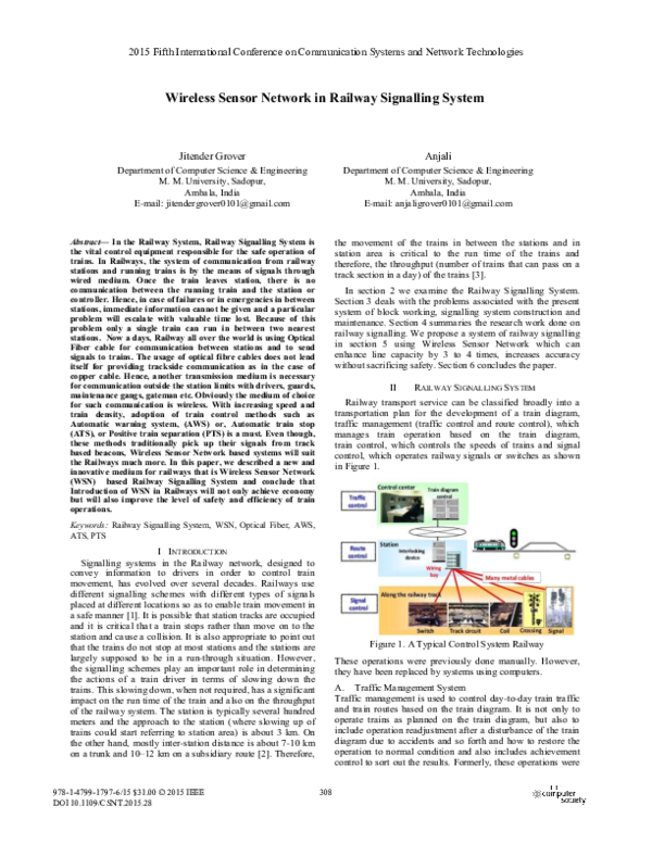 (PDF) Wireless Sensor Network in Railway Signalling System