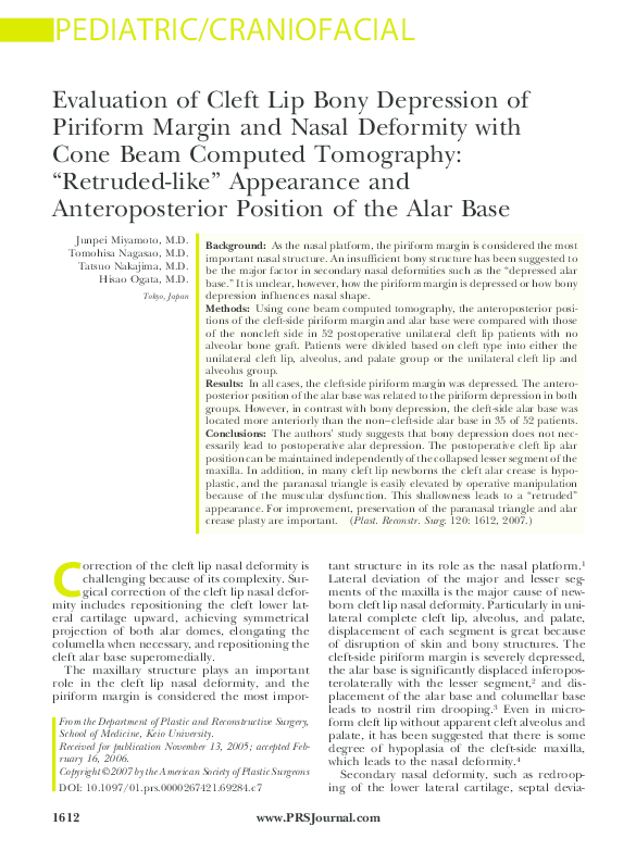 (PDF) Evaluation of cleft lip bony depression of piriform margin and ...
