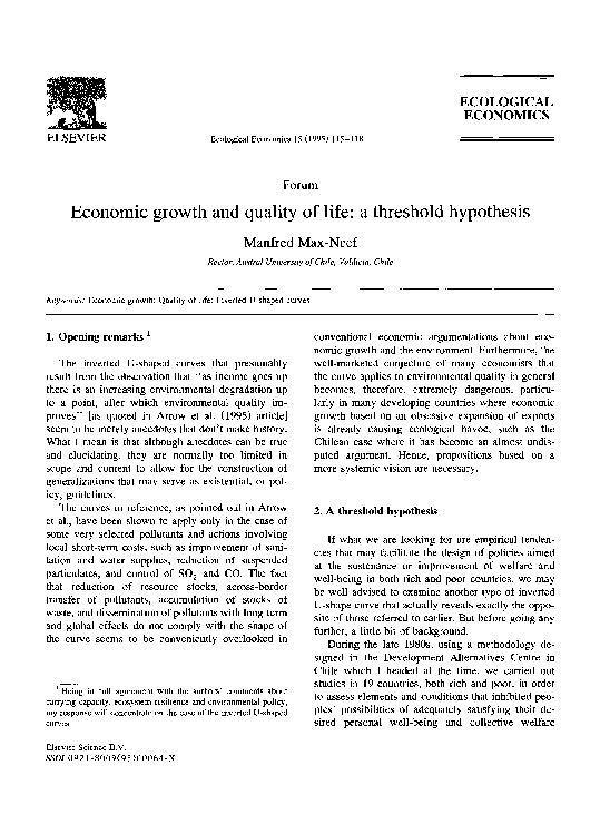 (PDF) Economic growth and quality of life: a threshold hypothesis