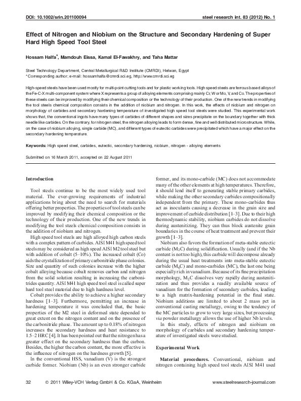 (PDF) Effect of Nitrogen and Niobium on the Structure and Secondary ...