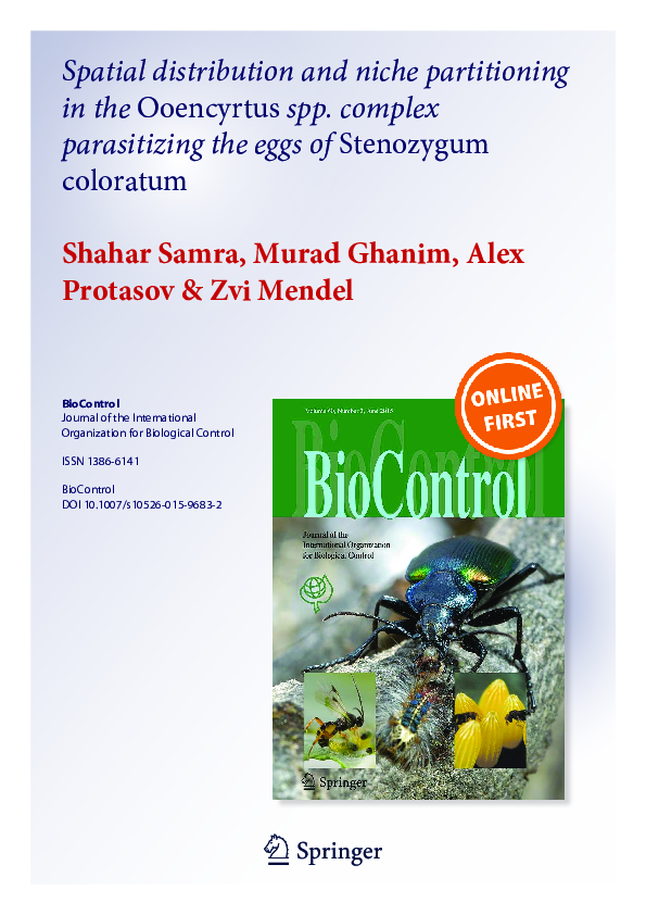 (PDF) Spatial distribution and niche partitioning in the Ooencyrtus spp ...