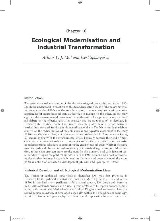 (PDF) Ecological Modernisation and Industrial Transformation