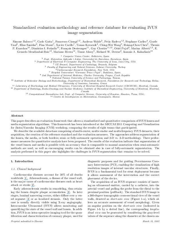(PDF) Standardized evaluation methodology and reference database for evaluating IVUS image ...