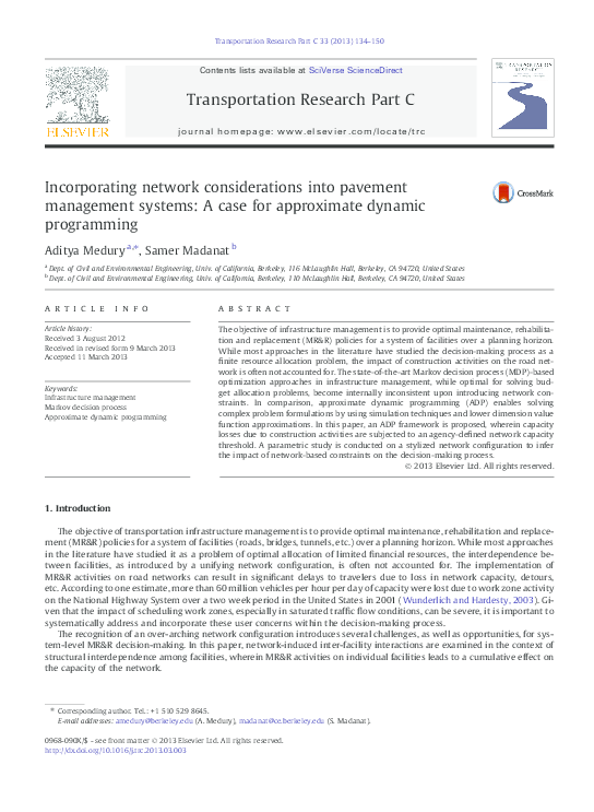 (PDF) Incorporating network considerations into pavement management systems: A case for ...