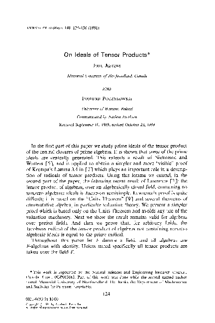 (PDF) On ideals of tensor products
