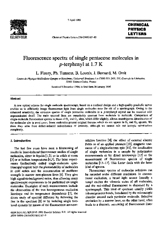 (PDF) Fluorescence spectra of single pentacene molecules in p-terphenyl ...