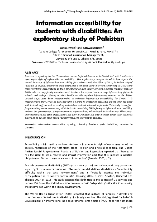 (PDF) Information accessibility for students with disabilities: An ...