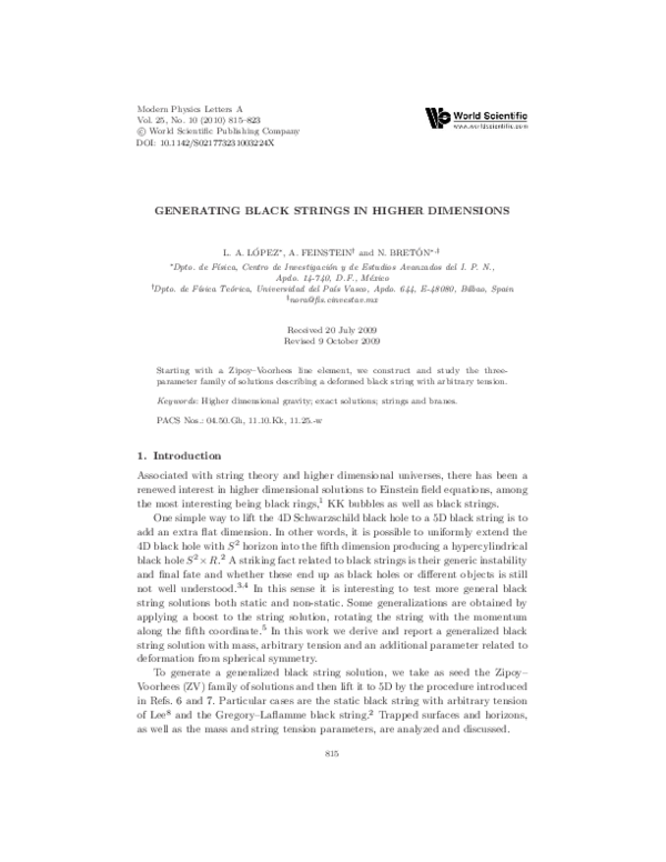 (PDF) Generating Black Strings in Higher Dimensions