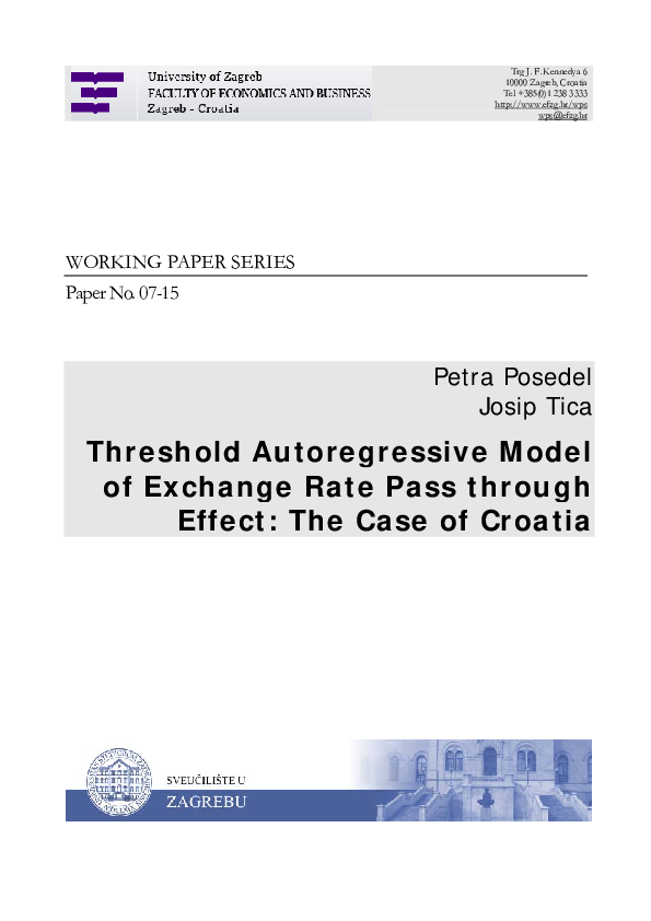 (PDF) Threshold Autoregressive Model of Exchange Rate Pass Through ...