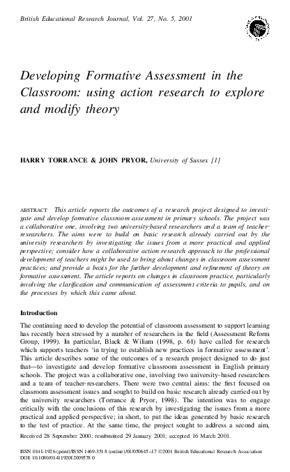 (PDF) Developing Formative Assessment in the Classroom: Using action ...