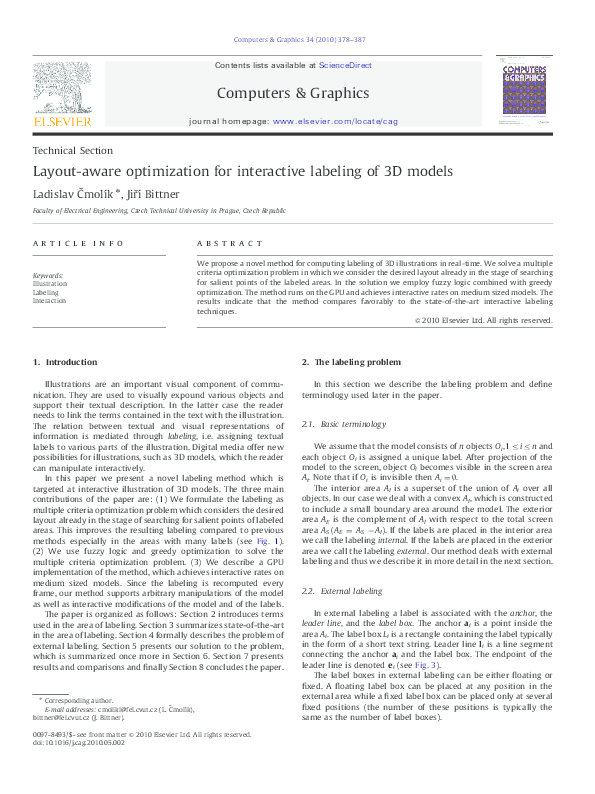 (PDF) Layout-aware optimization for interactive labeling of 3D models