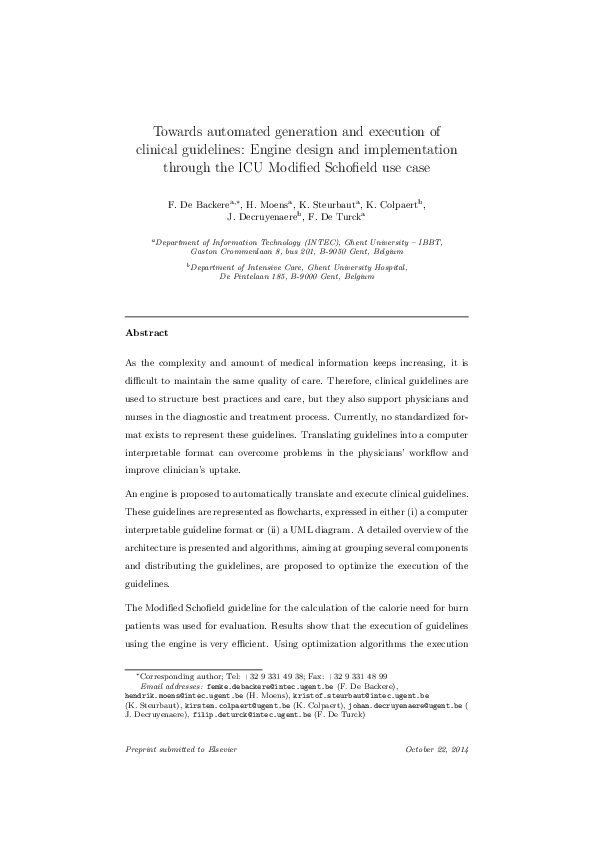 (PDF) Towards automated generation and execution of clinical guidelines ...