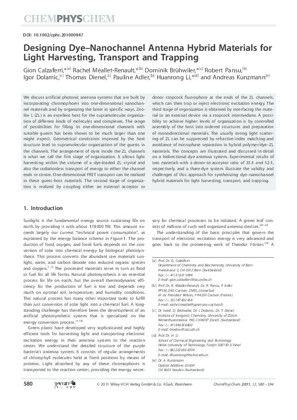 (PDF) Designing Dye―Nanochannel Antenna Hybrid Materials for Light ...