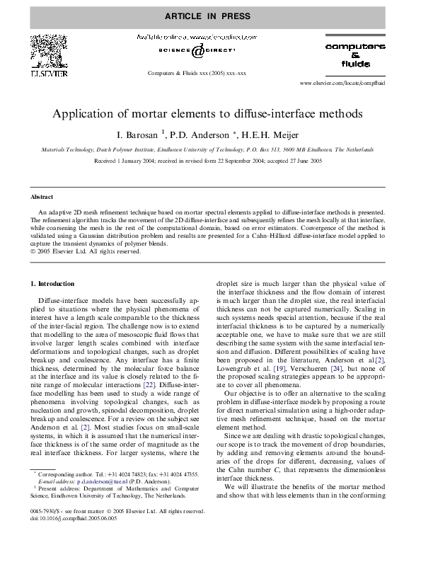 (PDF) Application of mortar elements to diffuse-interface methods