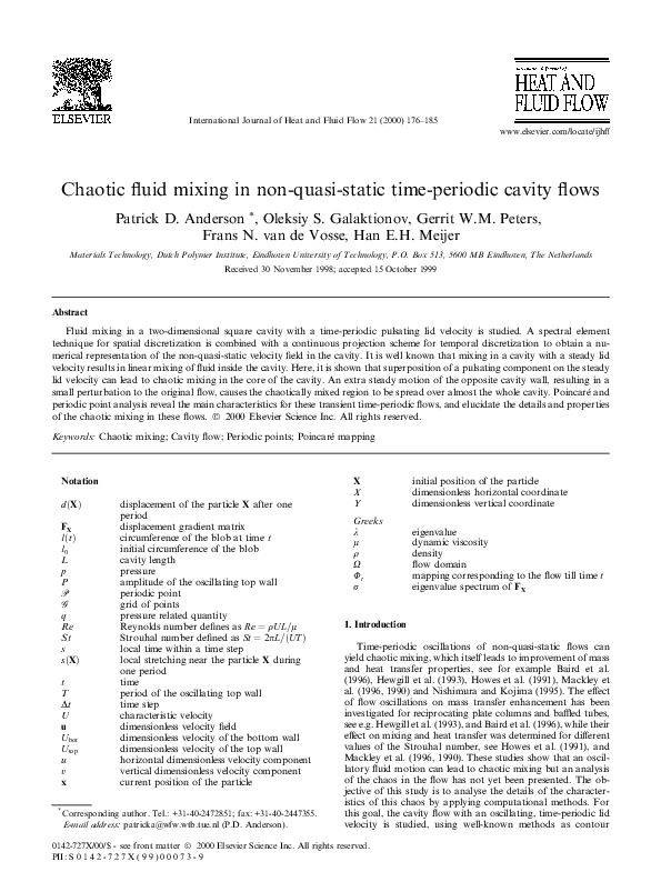 (PDF) Chaotic fluid mixing in non-quasi-static time-periodic cavity flows