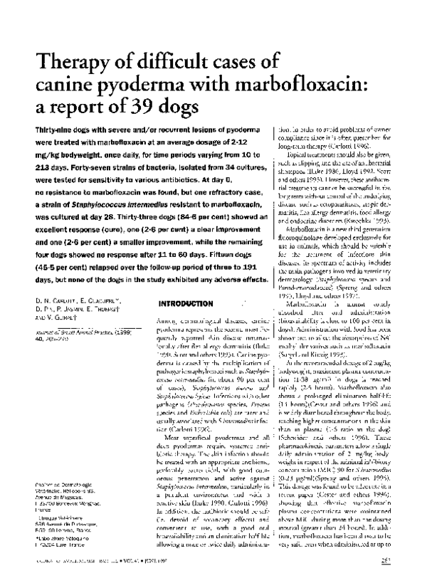 (PDF) Therapy of difficult cases of canine pyoderma with marbofloxacin ...
