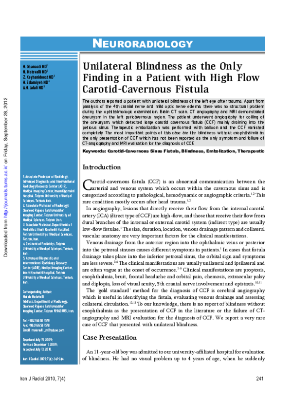 (PDF) Unilateral Blindness as the Only Finding in a Patient with High ...