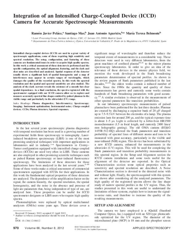 Pdf Integration Of An Intensified Charge Coupled Device Iccd Camera For Accurate