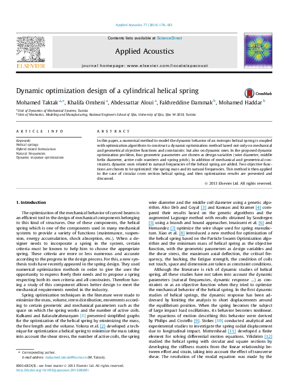 (PDF) Dynamic optimization design of a cylindrical helical spring