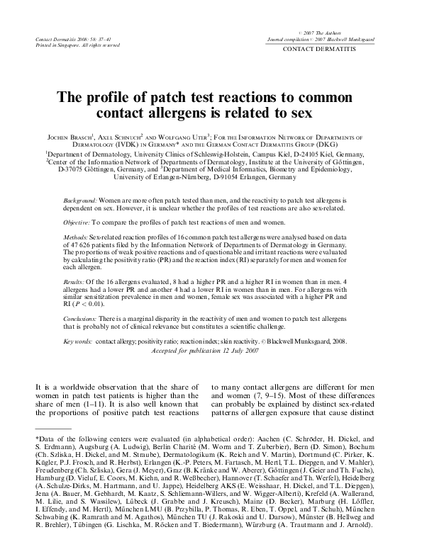 (PDF) The profile of patch test reactions to common contact allergens ...