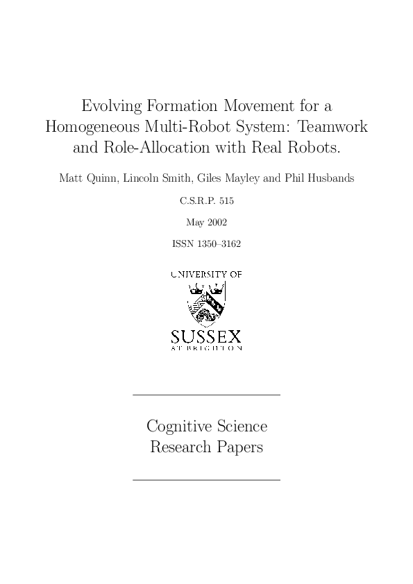 (PDF) Evolving Formation Movement for a Homogeneous Multi-Robot System: Teamwork and Role ...