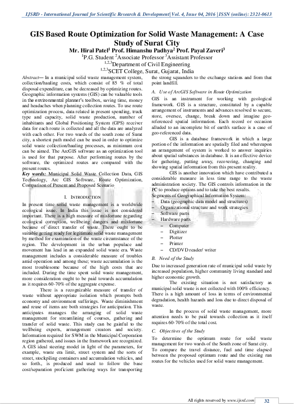 (PDF) GIS Based Route Optimization for Solid Waste Management: A Case ...