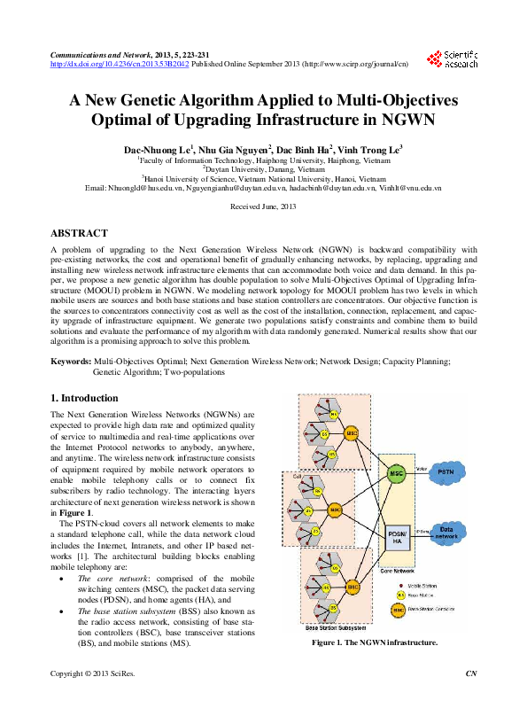 (PDF) A New Genetic Algorithm Applied to Multi-Objectives Optimal of Upgrading Infrastructure in ...