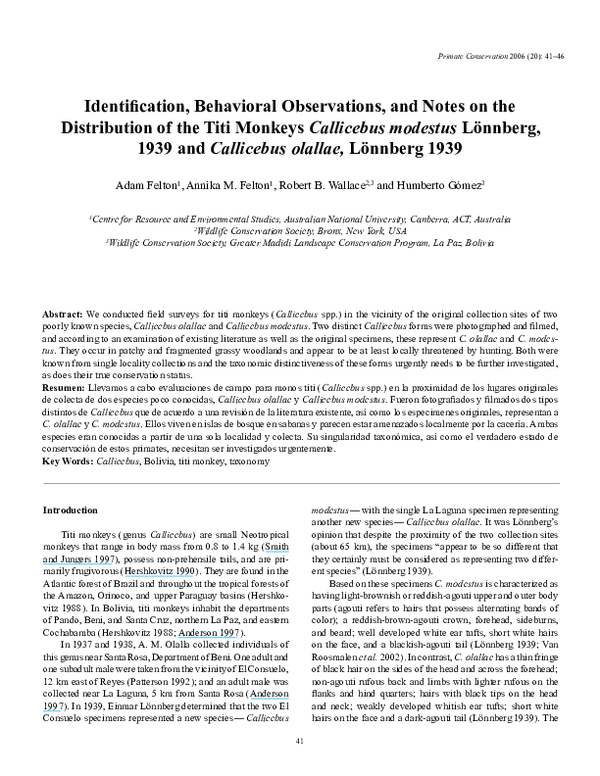 (PDF) Identification, Behavioral Observations, and Notes on the ...