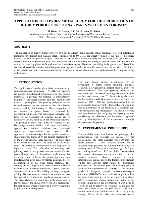 (PDF) Application of powder metallurgy for the production of highly ...