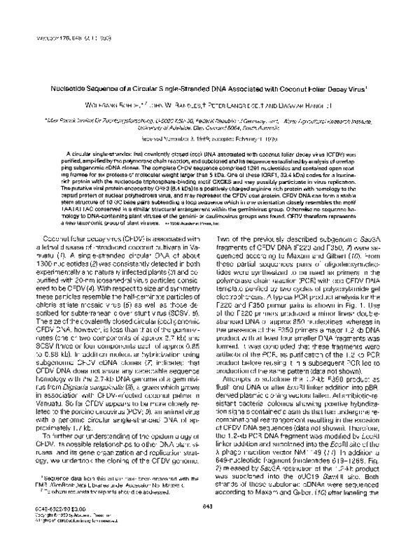 (PDF) Nucleotide sequence of a circular single-stranded DNA associated ...