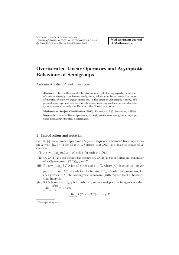 Pdf Asymptotic Behavior Of Iterated Operators