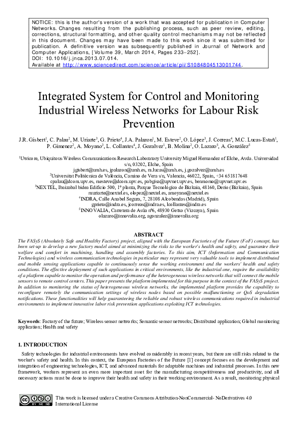 (PDF) Integrated system for control and monitoring industrial wireless ...