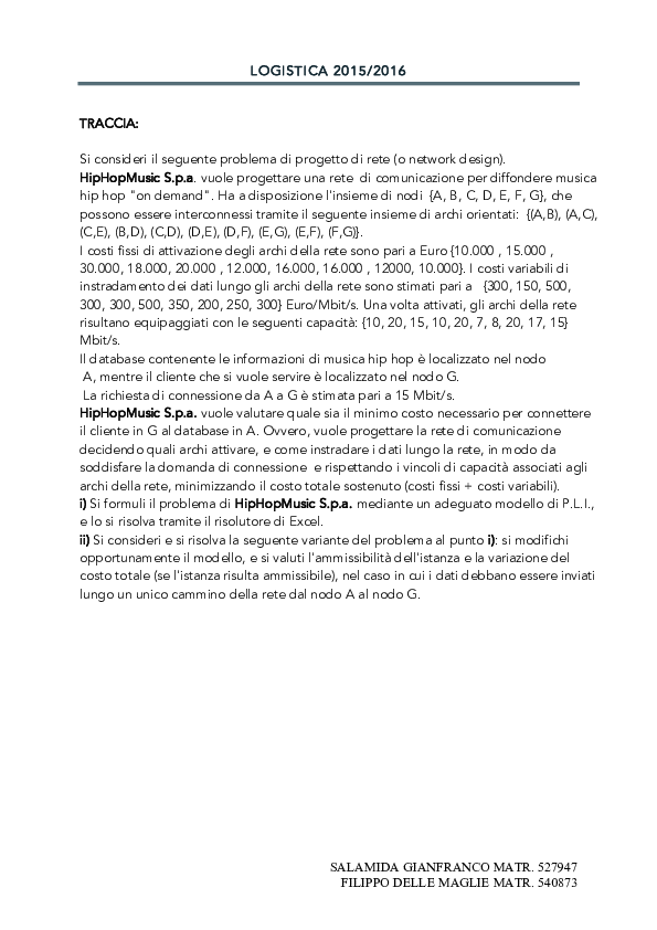 (PDF) Project Logistics - Path Problem - LP Model
