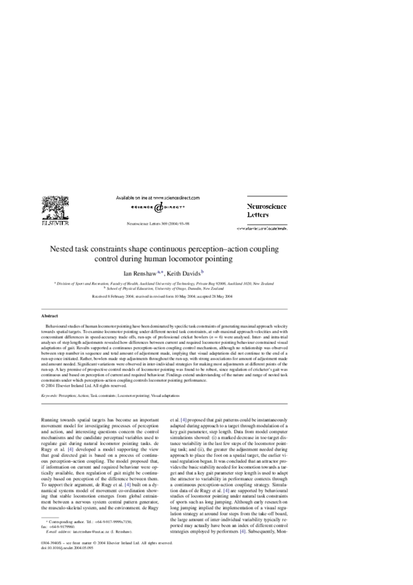 Pdf Nested Task Constraints Shape Continuous Perceptionaction