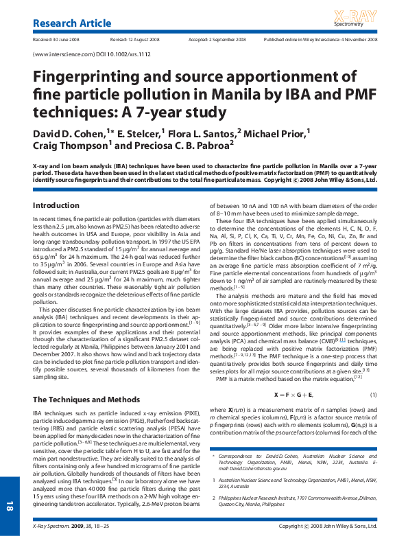 Pdf Fingerprinting And Source Apportionment Of Fine Particle