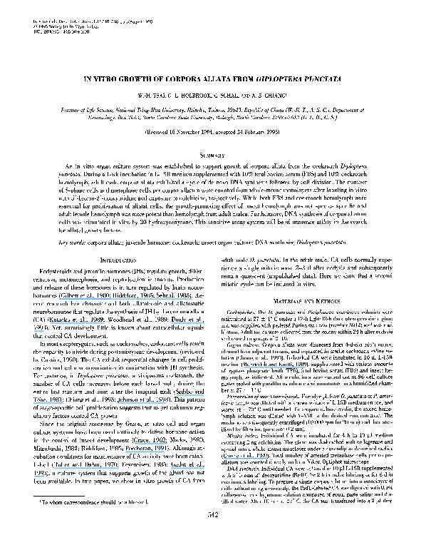 (PDF) In vitro growth of corpora allata fromDiploptera punctata