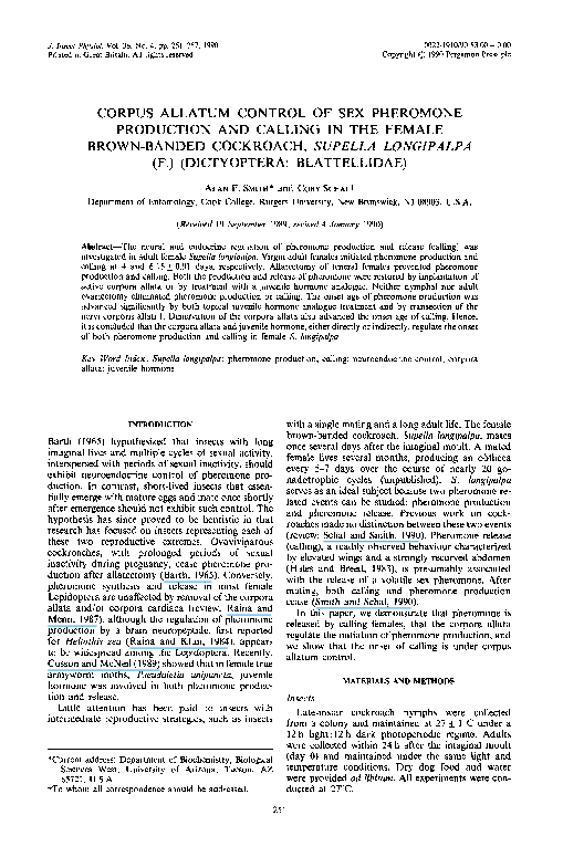 (PDF) Corpus allatum control of sex pheromone production and calling in ...